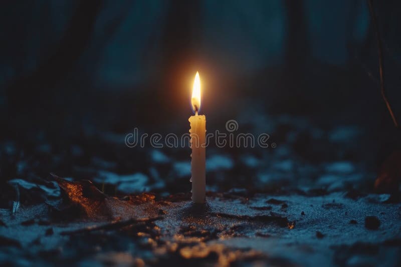 The Warm Glow of a Lone Candle in Night. Stock Illustration ...