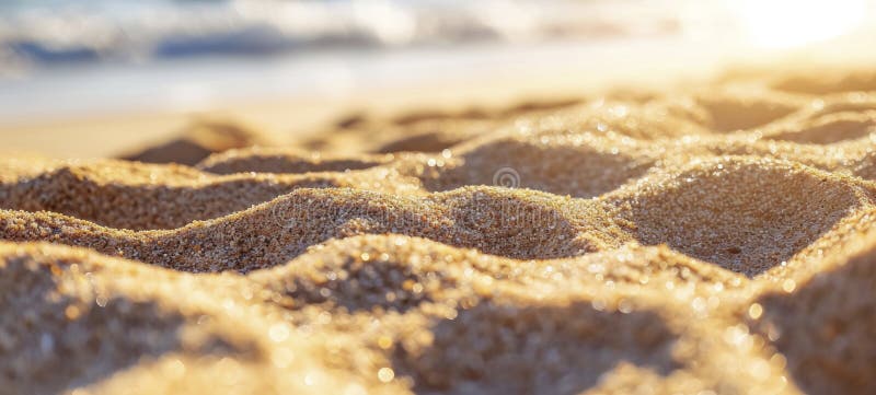 Golden Sunrise Light on Sandy Beach Stock Photo - Image of seascape ...
