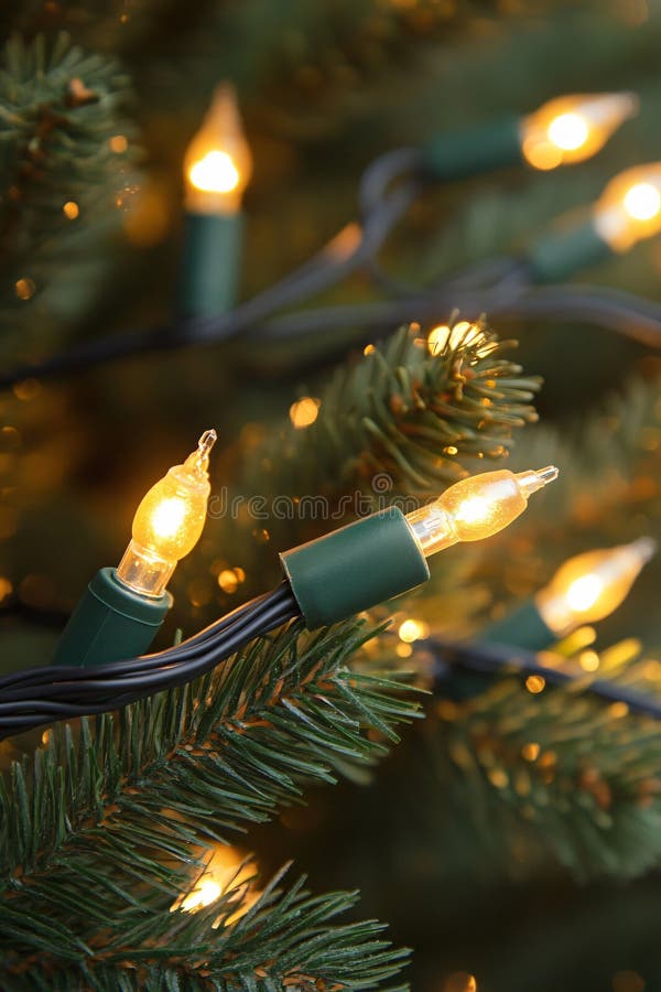 Warm Glowing Christmas Lights on Tree Branches High Quality Image Stock ...
