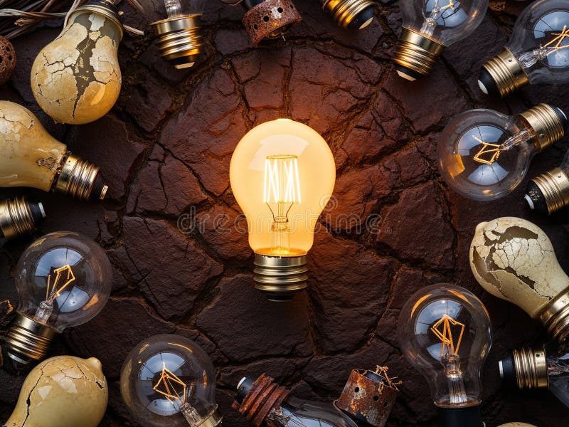 Warm Glowing Vintage Light Bulb with a Soft Radiance in a Dark Bulb ...