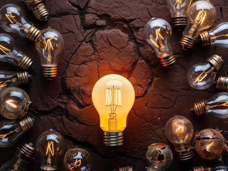 Warm Glowing Vintage Light Bulb with a Soft Radiance in a Dark Bulb ...