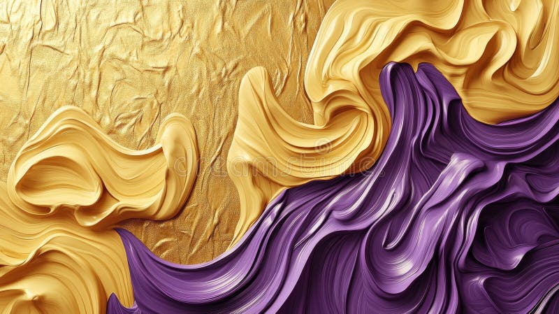 Warm Gold and Deep Plum Hues Intertwine in a Sophisticated Abstract ...