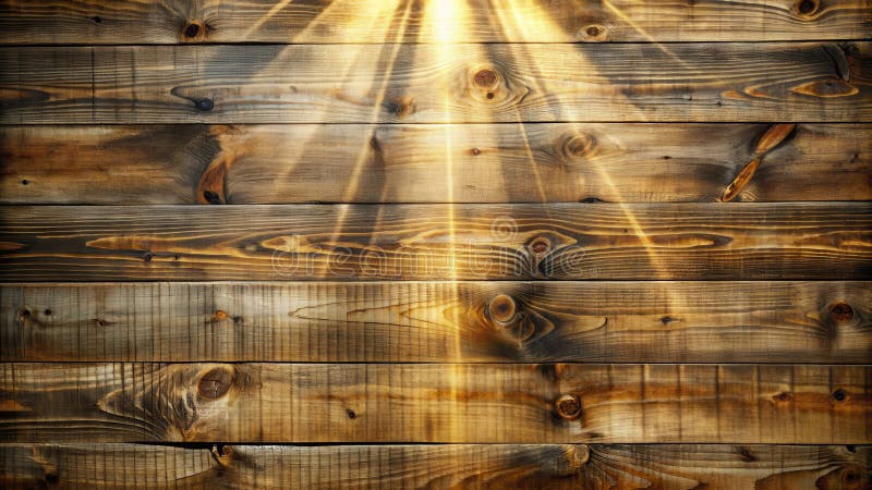 Warm Golden Light Beams on Rustic Wooden Planks. Generative AI Stock ...