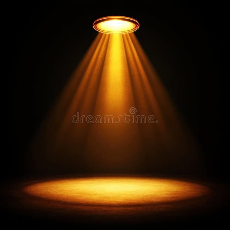 Warm Golden Spotlight Illuminates Empty Stage in Dark Setting Stock ...