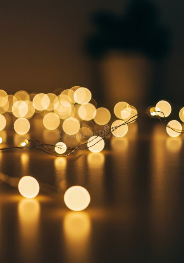 Warm Golden String Lights on Dark Surface Stock Illustration ...