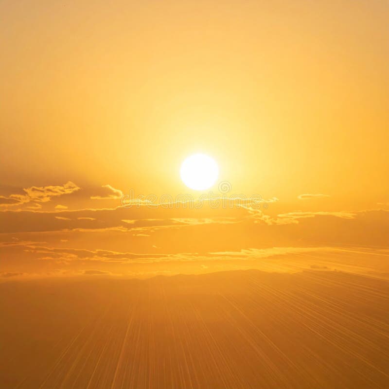 Warm Golden Sunset Sky with Bright Sun Rays Stock Illustration ...