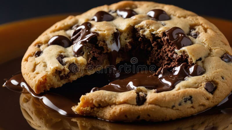 A Warm, Gooey Chocolate Chip Cookie with Melted Chocolate, Inviting and ...