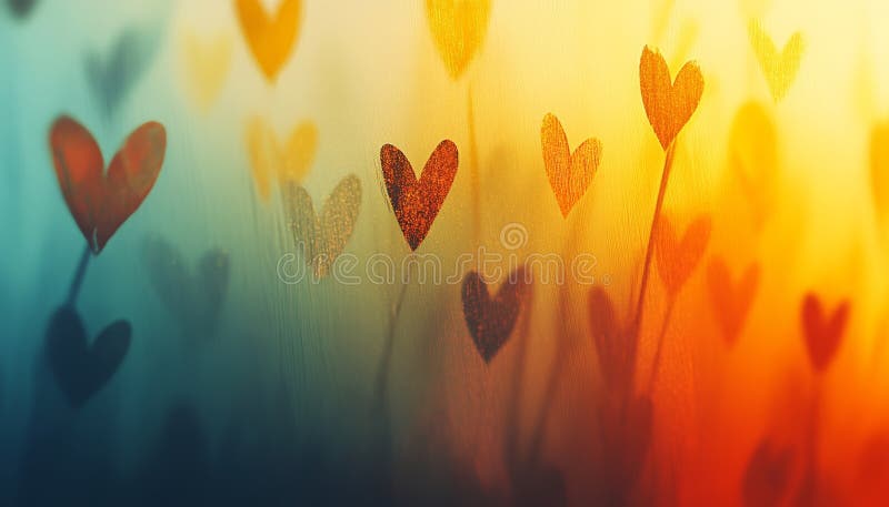 Warm Gradient of Gentle Hearts, Abstract Glitter Overlay with Center ...