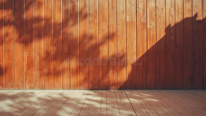 Warm Hardwood Wall Texture with Vertical Planks and Soft Shadows Stock ...