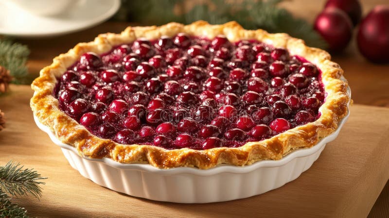 Warm Holiday Pie Topped with Cranberries and Spices Stock Illustration ...
