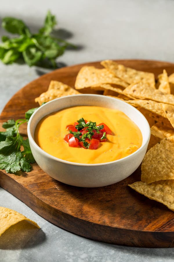 Warm Homemade Cheesy Queso Dip Stock Photo - Image of appetizer, yellow ...