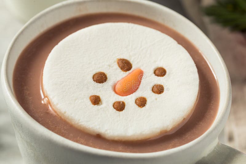 Warm Hot Chocolate with a Snowman Marshmallow Stock Photo - Image of ...