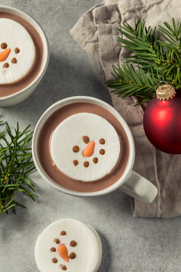 Warm Hot Chocolate with a Snowman Marshmallow Stock Photo - Image of seasonal, sweet: 263033420