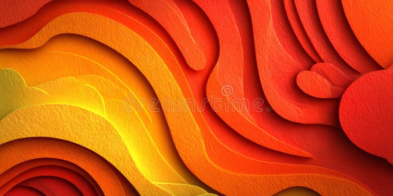 Warm Hued Topographic Layered Design with Amber Honeycomb Wave Pattern ...