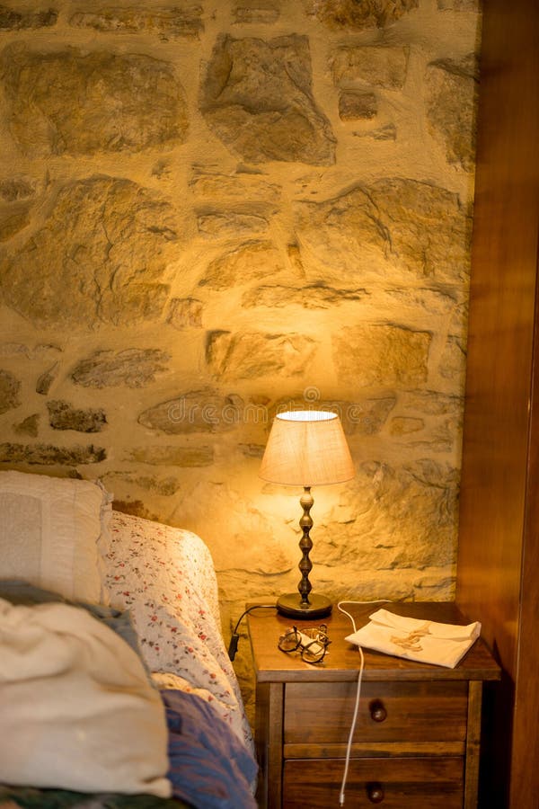 Cozy Rustic Bedroom Corner stock image. Image of rustic - 356968311