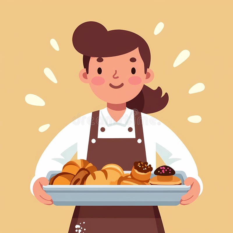 Warm and Inviting Chef Holding Baking Pan Stock Illustration ...