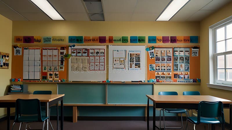 A Warm and Inviting Classroom Adorned with Vibrant Posters and ...
