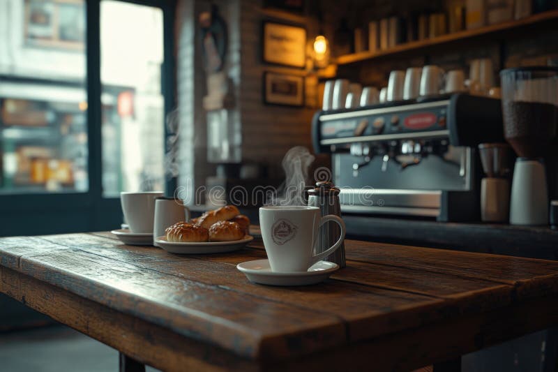 Charming Coffee Shop Interior Scene Stock Illustration - Illustration ...