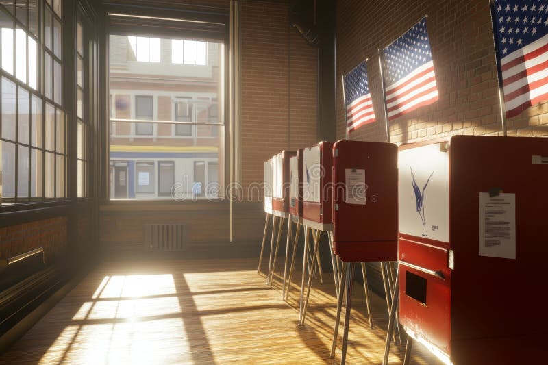Bright Voting Booth Interior Stock Photo - Image of politics, american ...