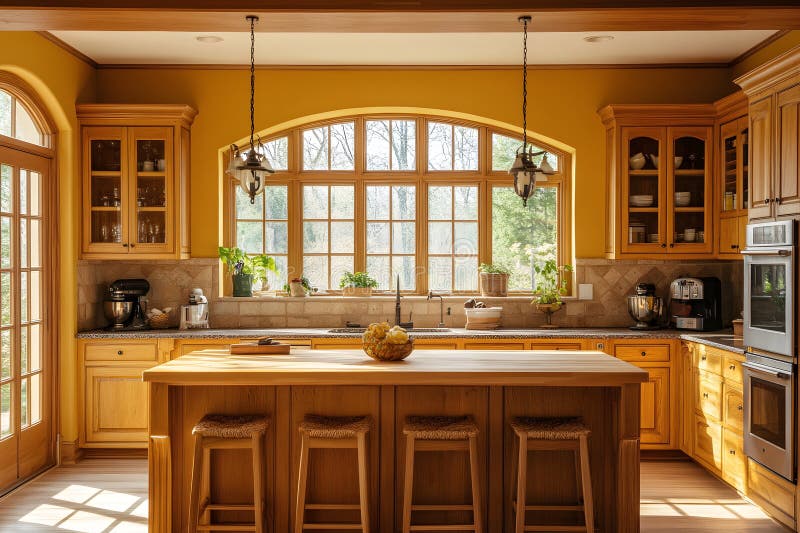 Warm and Inviting Kitchen with Ray Flower Color Scheme Stock ...
