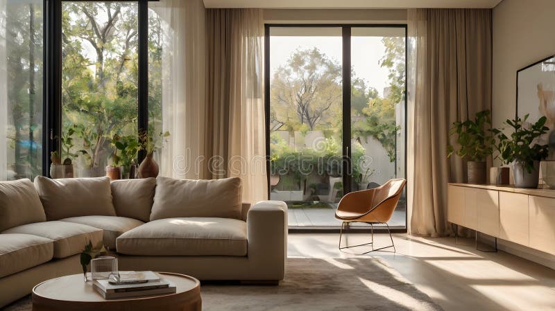 Warm and Inviting Living Room with Blurred Sunlight Streaming through ...