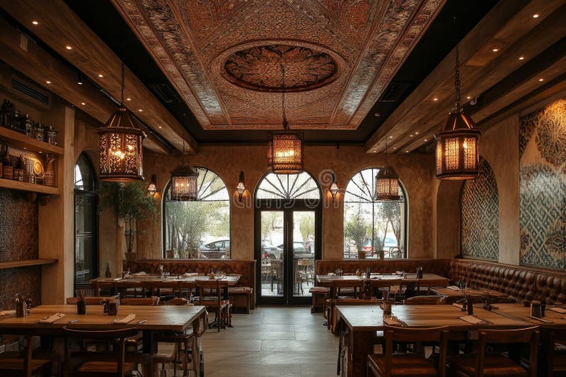 Warm and Inviting Moroccan Restaurant Interior Showcasing Traditional ...