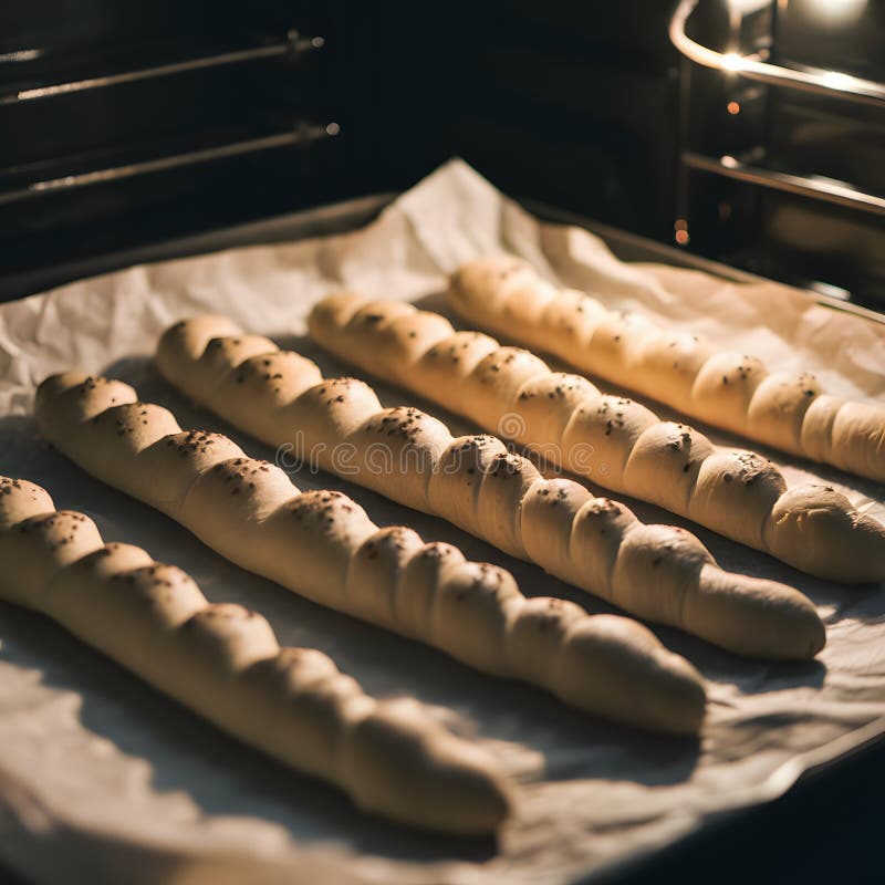Warm, Inviting Oven with Dough Pieces on Tray, Ready for Baking Stock ...
