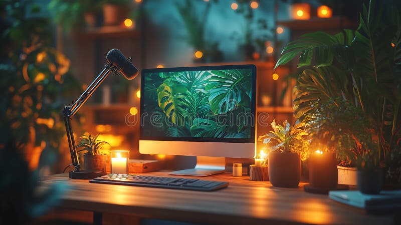 Cozy Professional Podcast Studio with Microphones and Plants. Generated ...