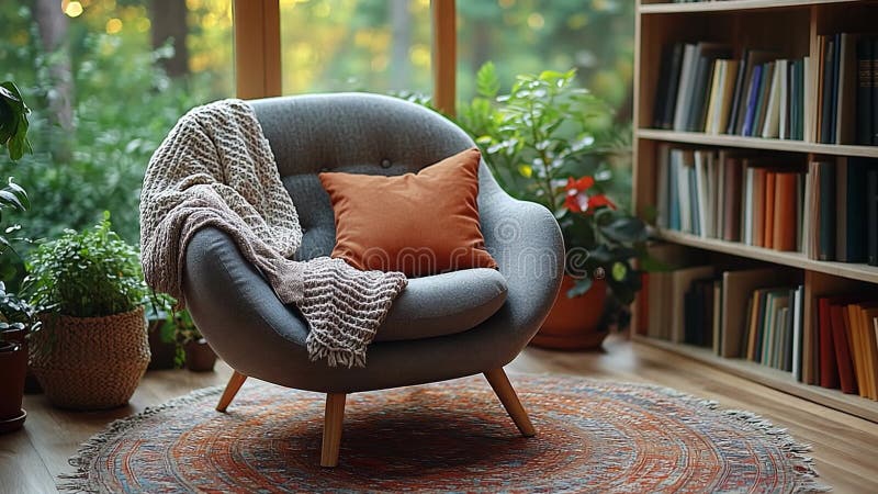 A Warm and Inviting Reading Area Features a Plush Chair Surrounded by ...