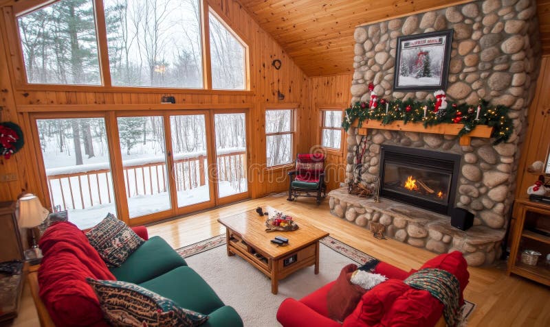 Warm and Inviting Rustic Winter Cabin Decor and Design Stock Image ...