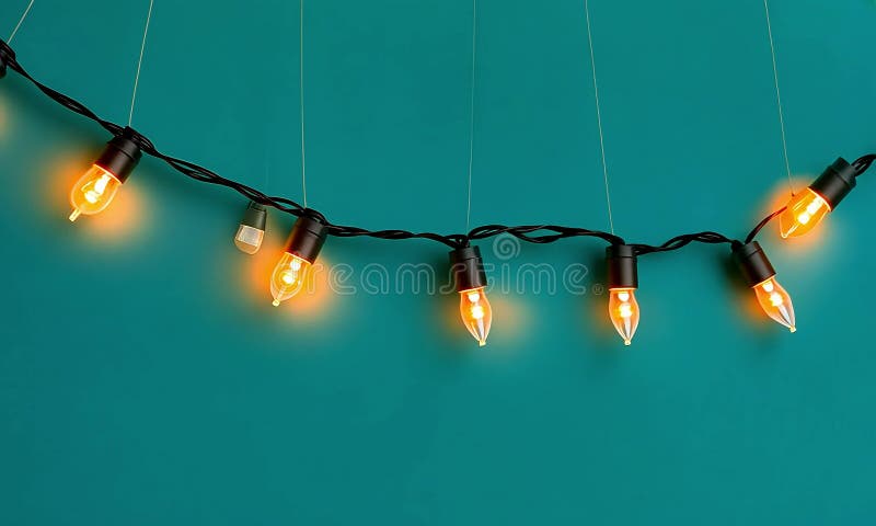 Warm, Inviting String Lights on a Teal Background Stock Footage - Video ...