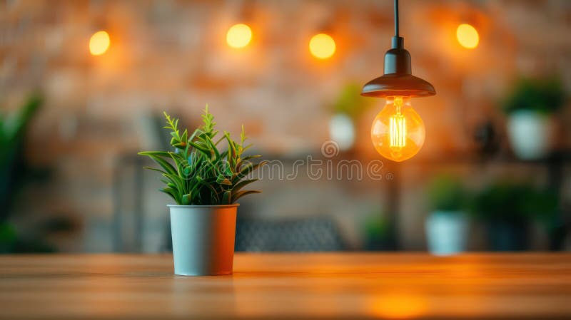 Warm, Cozy Study Desk with Illuminated Pendant Lamp, Perfect for ...