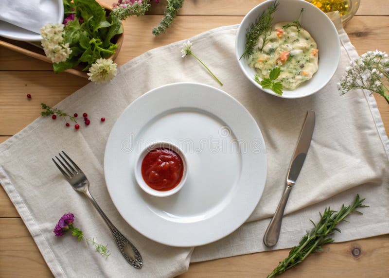 A Warm and Inviting Table Setting with a Focus on Fine Details and a ...