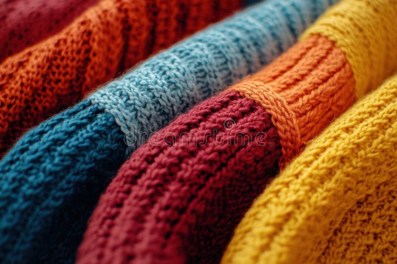 Warm Knit Textures, a Rainbow of Cozy Yarns Stock Image - Image of ...