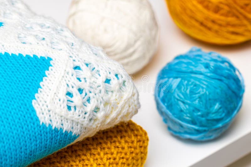 Warm Knitted Clothes Lie in a Pile. Stock Image - Image of colorful ...