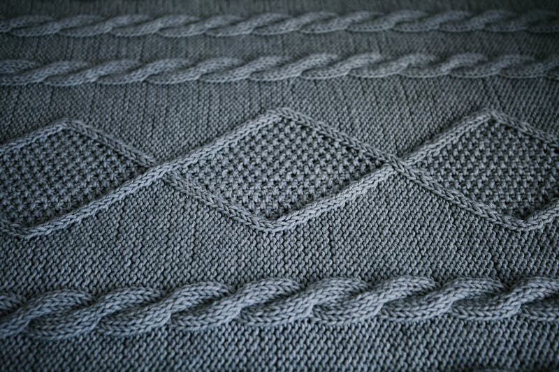 Warm Knitted Gray Blanket. Soft, Warm, Handmade Plaid. Texture for ...