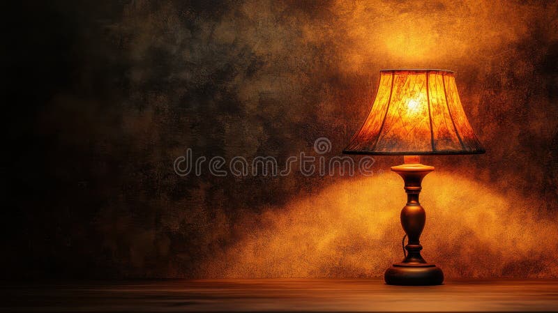 Warm Lamp Illuminating a Textured Wall in a Cozy Setting during Evening ...