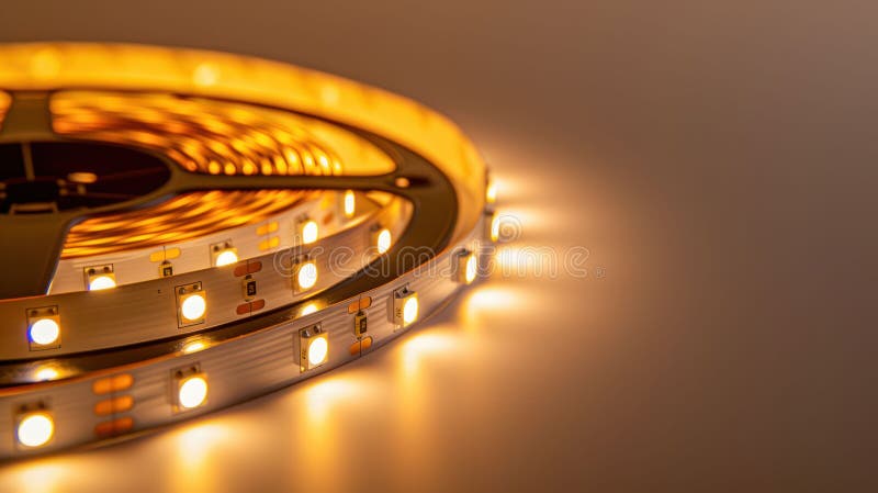 Warm LED Strip Light Roll on a Surface. Generative Ai Stock ...