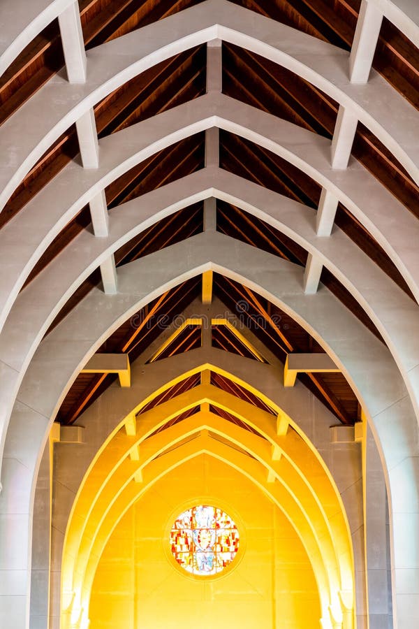 Warm Light on Altar Under Stone Arches Stock Photo - Image of christian ...