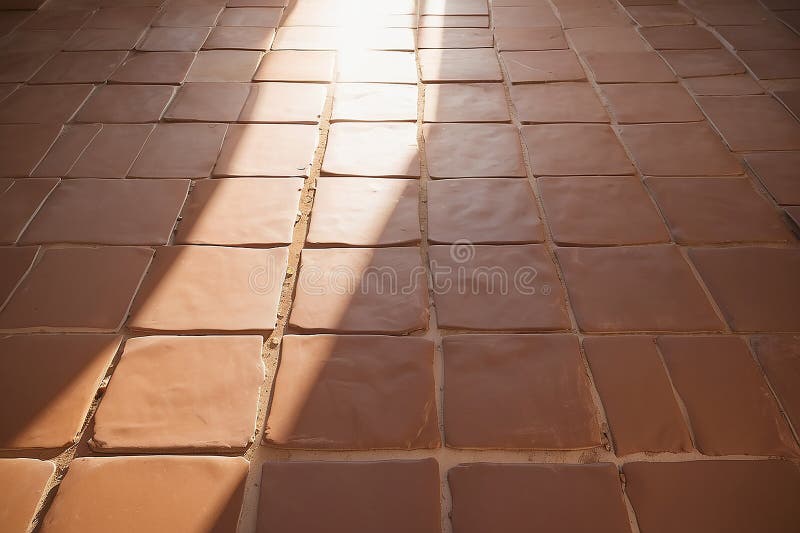 Warm Light Beam on Terracotta Tile Floor Stock Illustration ...