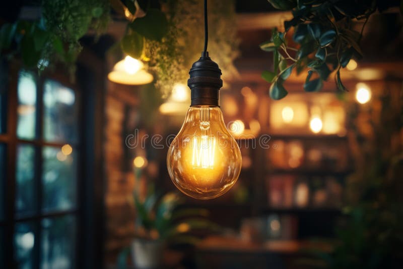 Light Bulb Cozy Room Greenery Soft Glow Stock Photos - Free & Royalty ...
