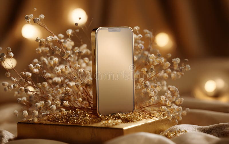 Golden Phone Presentation stock image. Image of creative - 389707827