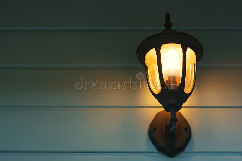 Warm Light of External Lamps on the House Wall Stock Photo - Image of ...
