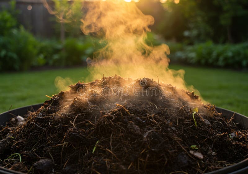 Warm Light Illuminates Steaming Compost Pile Stock Illustration ...