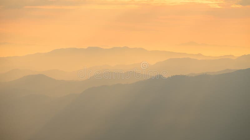 Warm Light with Mountain Layer Stock Photo - Image of nature, national ...