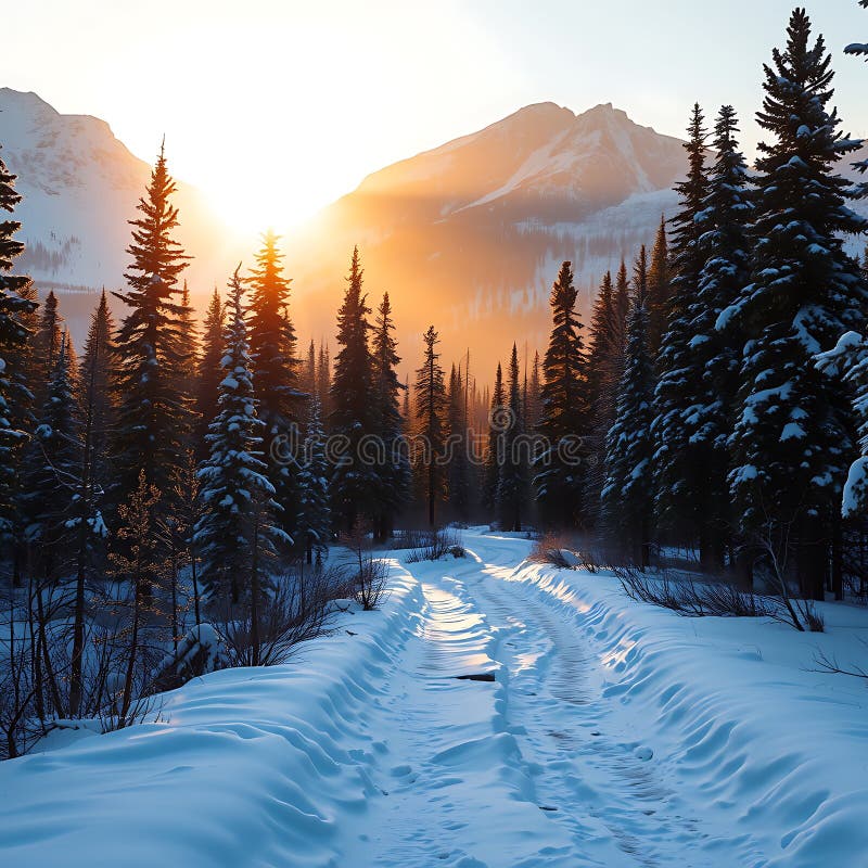 Warm Light on Rocky Forest Path Stock Illustration - Illustration of ...
