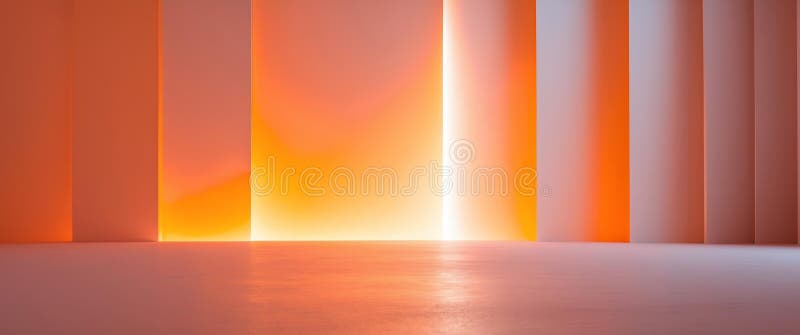 Warm Light between Vertical Structures, Abstract Architectural Interior ...