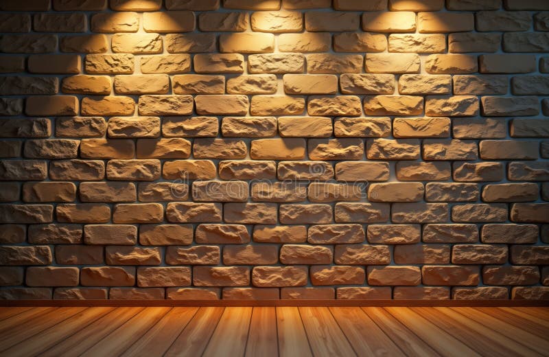 Warm Lighting Highlights Textured Stone Brick Wall. Natural Light ...