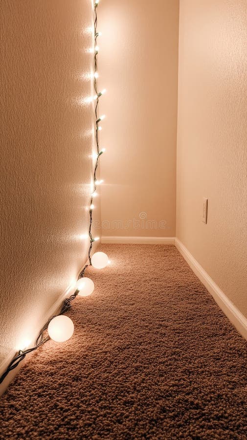 Warm Lights Guiding through a Cozy Hallway with Charming Decor and Soft ...
