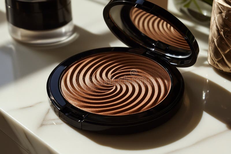 Warm Medium Tan Face Powder is Displayed in Circular Compact Showcasing ...